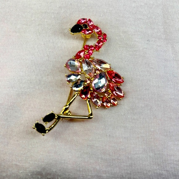 Napier | Accessories | Napier Pink Jeweled Flamingo Pin | Poshmark